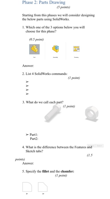 Solved Phase 2: Parts Drawing (5 points) Starting from this | Chegg.com