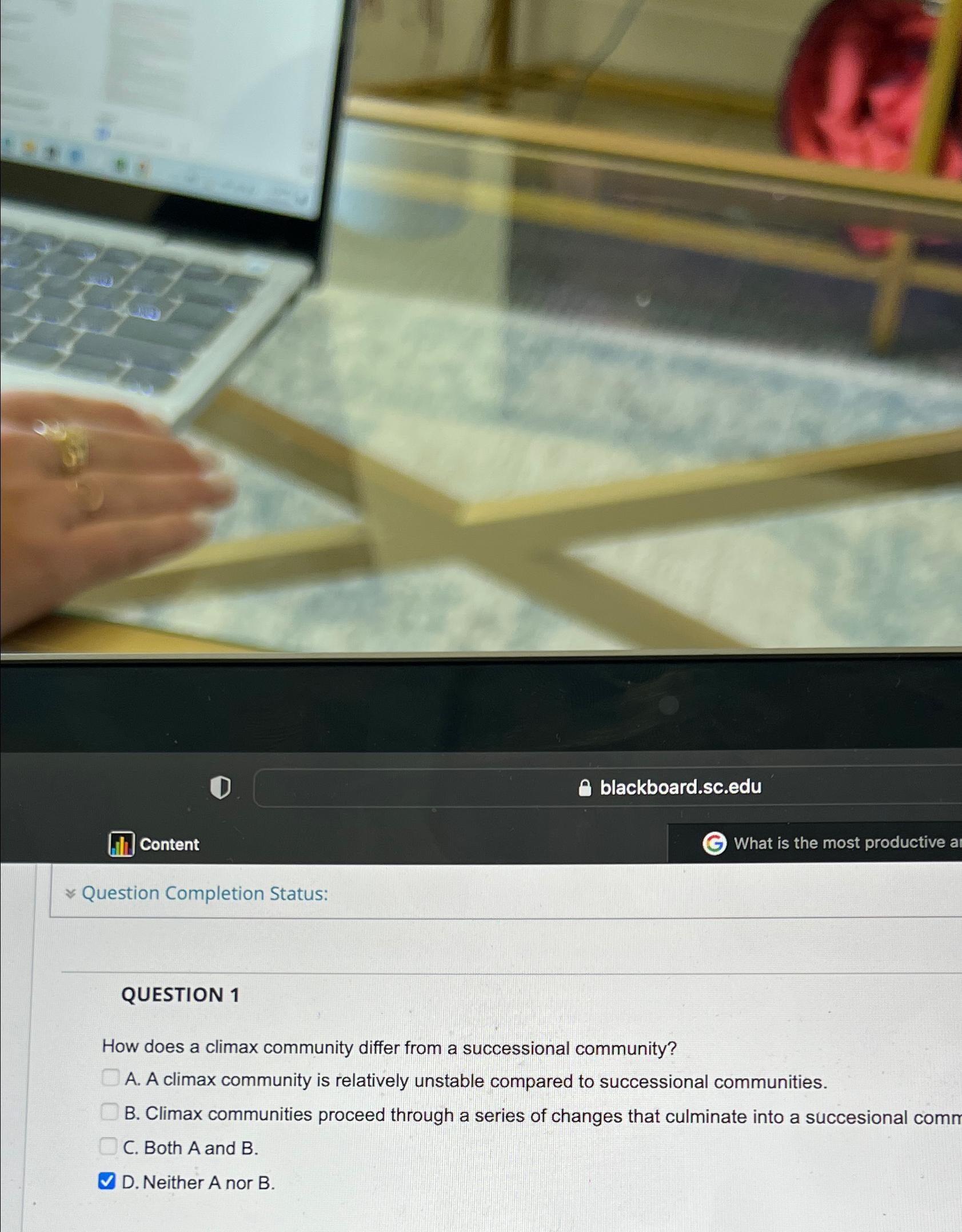 Solved O blackboard.sc.eduContentWhat is the most | Chegg.com