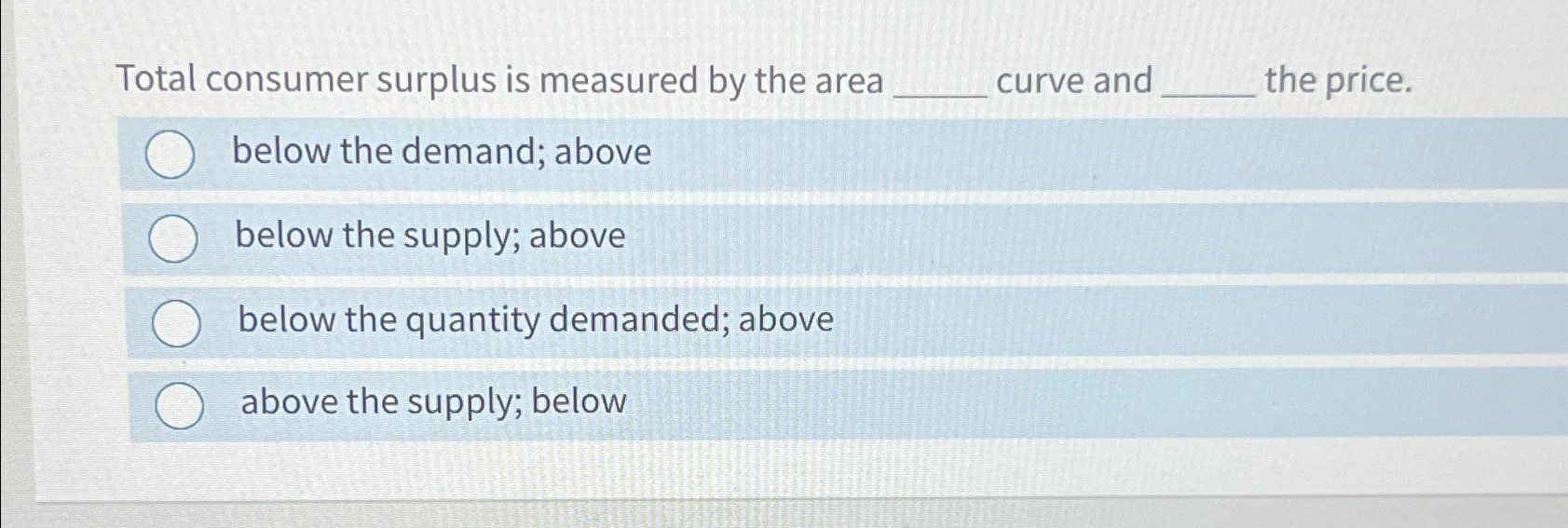Solved Total consumer surplus is measured by the area curve | Chegg.com