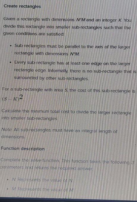 Solved Create rectangles Given a rectangle with dimensions | Chegg.com