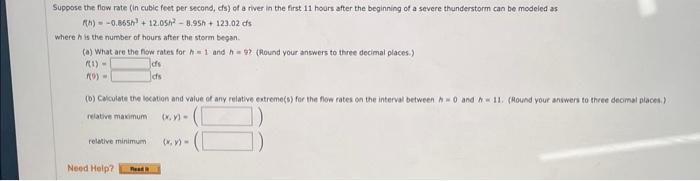 Solved Suppose the flow rate (in cubic feet per second, ds) | Chegg.com