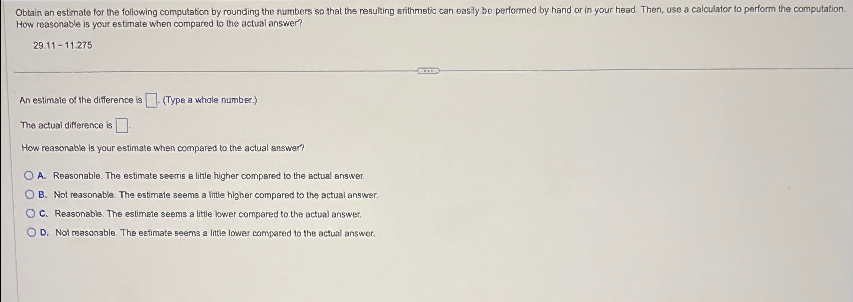 Solved Obtain An Estimate For The Following Computation By