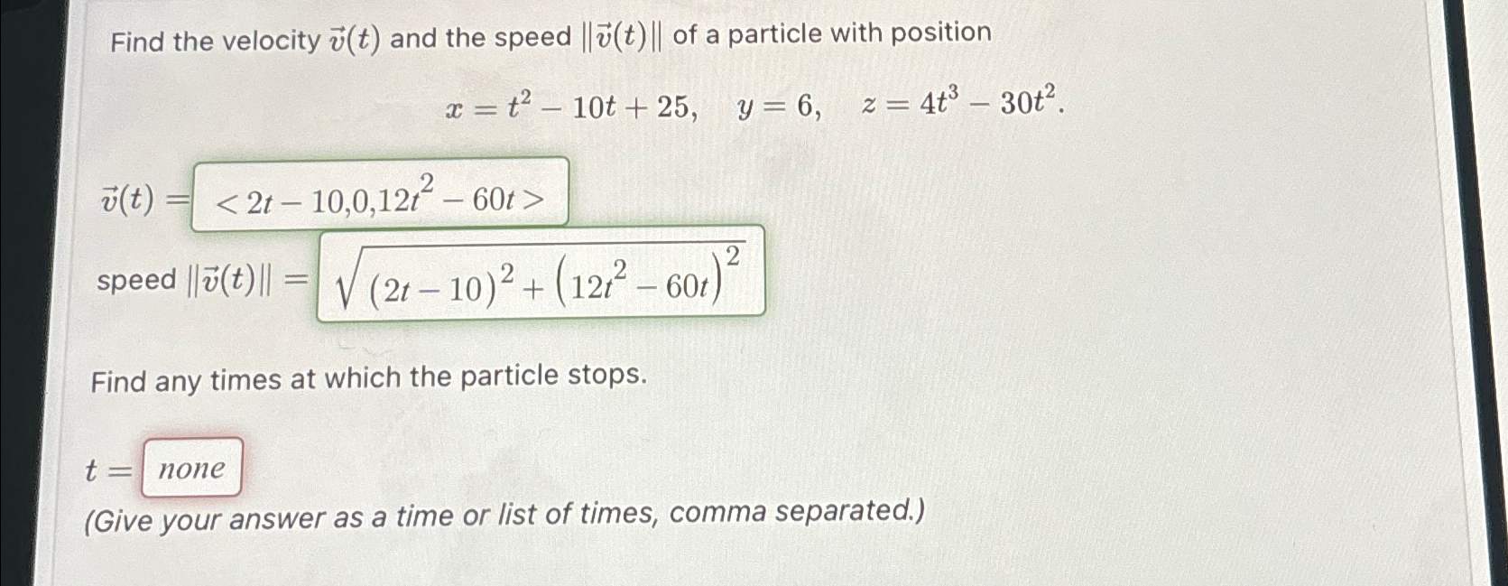 Solved Find The Velocity Vec V T And The Speed