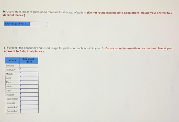 Solved Monthly usage data for pallets used in a distribution | Chegg.com