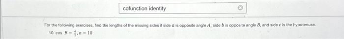 Solved cofunction identity For the following exercises, find | Chegg.com