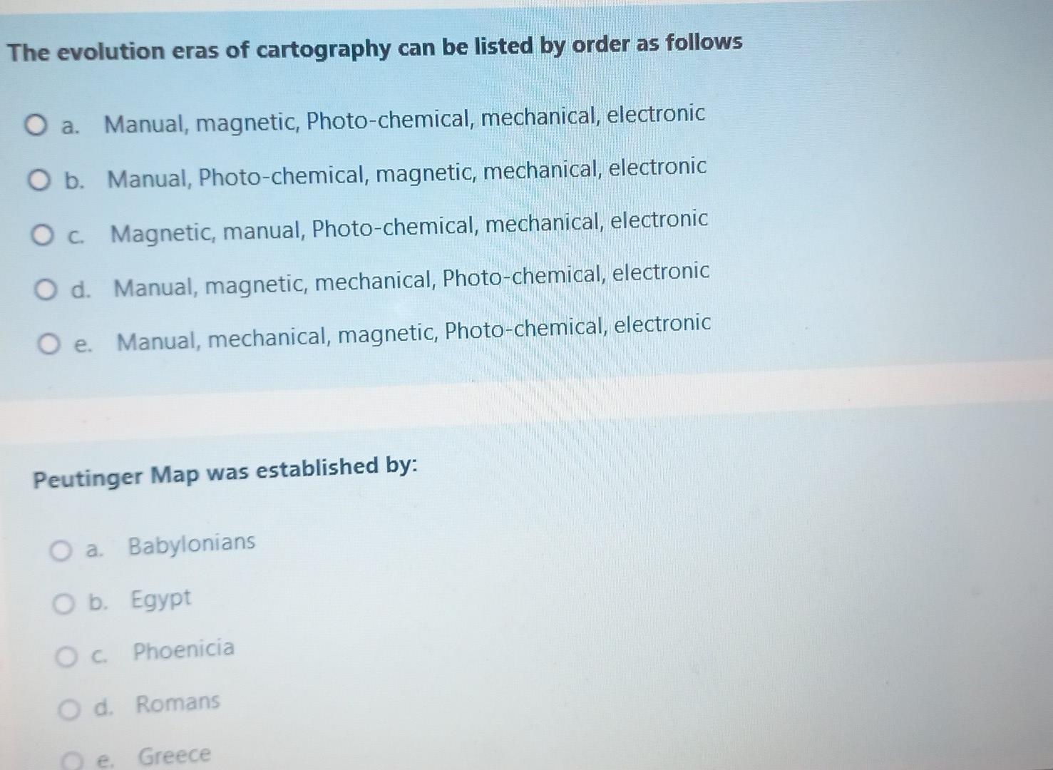 Solved The evolution eras of cartography can be listed by | Chegg.com