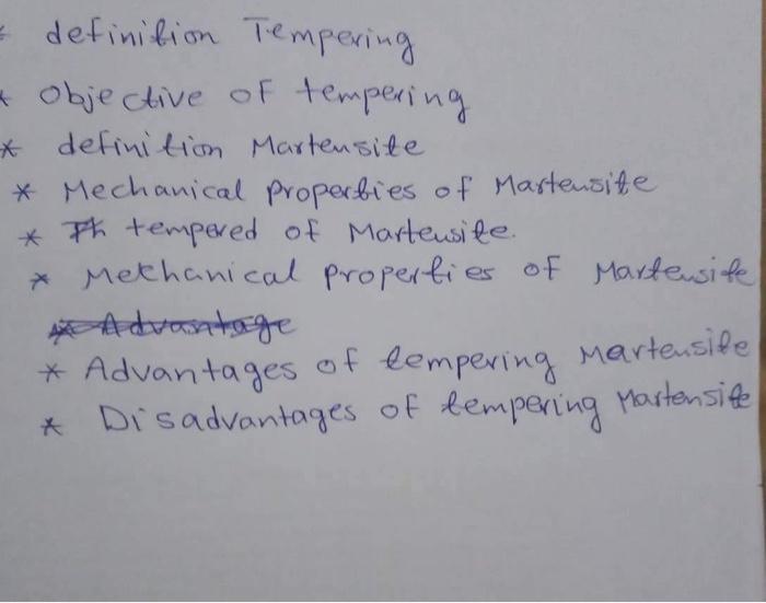 Solved definition Tempering*Objective of tempering | Chegg.com
