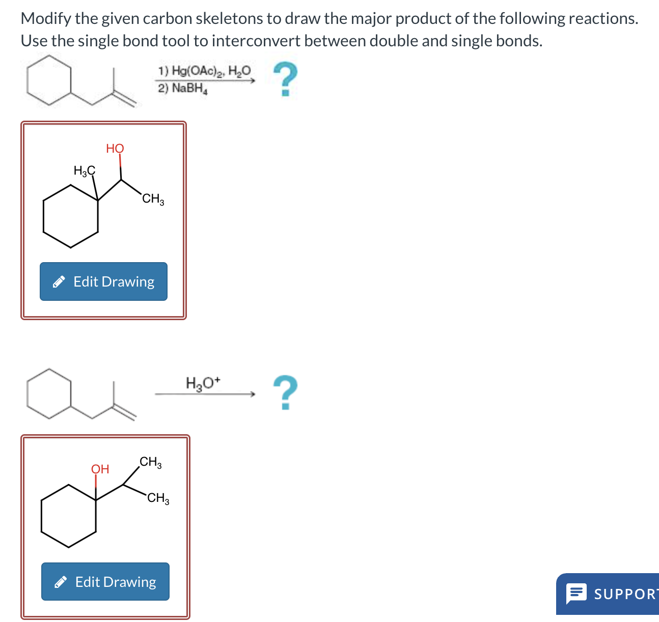 Solved Modify the given carbon skeletons to draw the major | Chegg.com