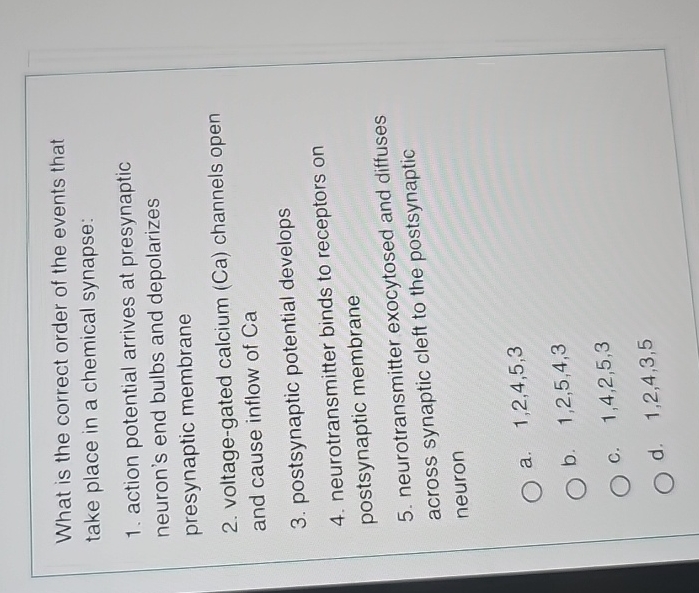 Solved What is the correct order of the events that take | Chegg.com