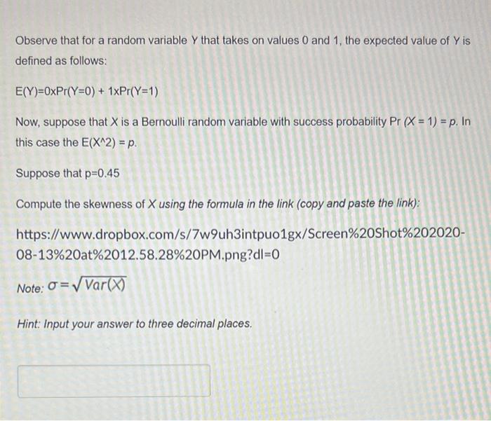 Solved Observe that for a random variable Y that takes on | Chegg.com