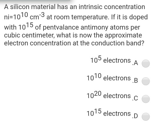 Solved A silicon material has an intrinsic concentration | Chegg.com