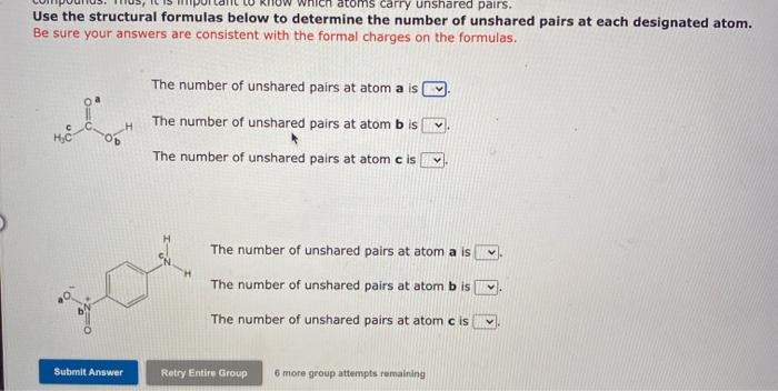 Solved atoms carry unshared pairs. Use the structural | Chegg.com