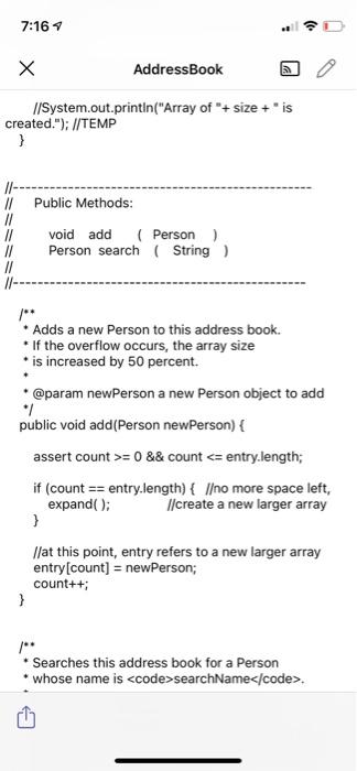 Solved 7:16 4 Х AddressBook Introduction to OOP with Java | Chegg.com