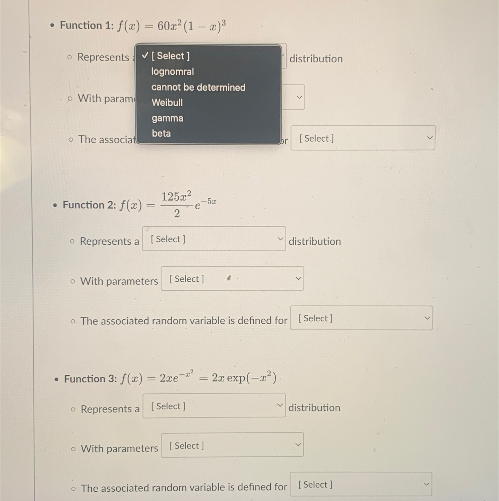 Solved Function 1: f(x)=60x2(1-x)3Function 2: | Chegg.com