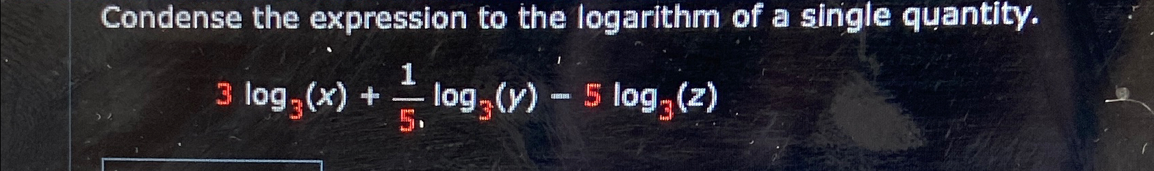 Solved Condense the expression to the logarithm of a single | Chegg.com