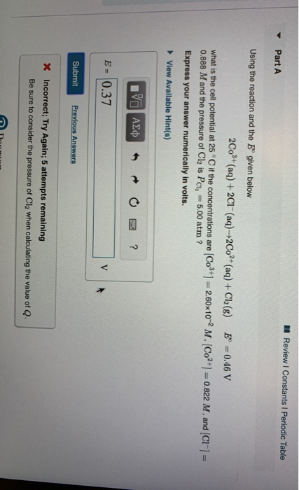 Solved Part A Review Constants 1 Periodic Table Using the | Chegg.com