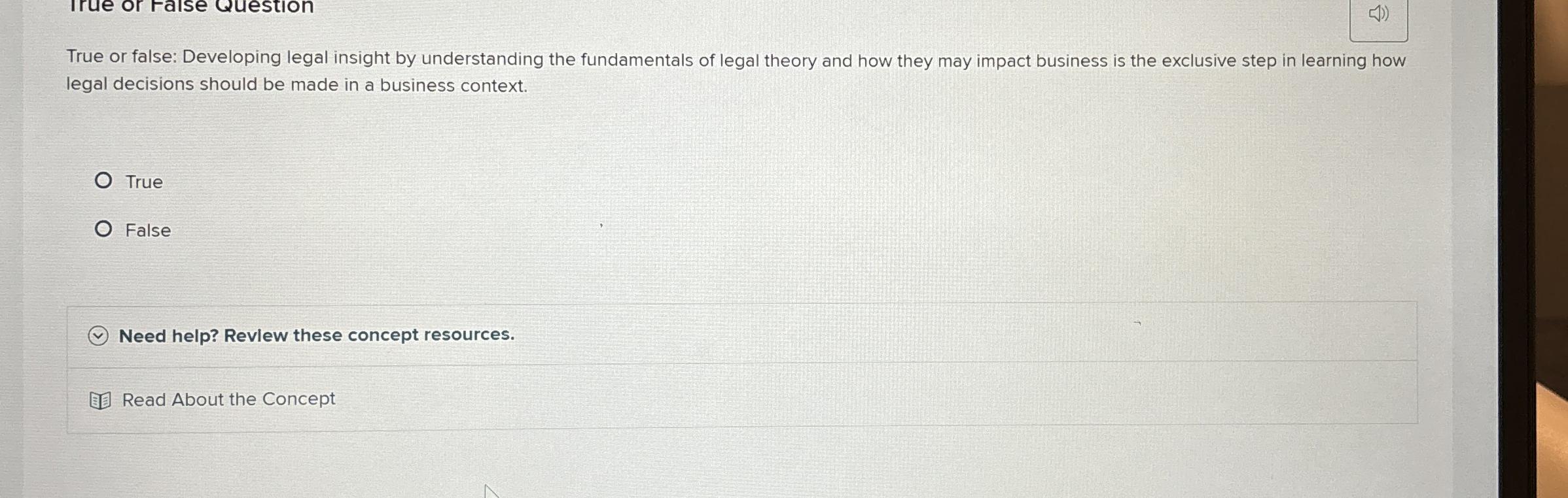 Solved True or false: Developing legal insight by | Chegg.com