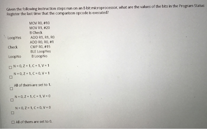 Solved given the following instruction steps run on an 8-bit | Chegg.com