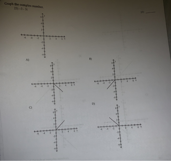 Solved Graph the complex number. 23) -3 -3i | Chegg.com