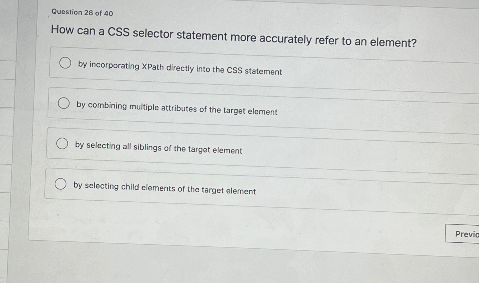 Solved Question 28 ﻿of 40How can a CSS selector statement | Chegg.com
