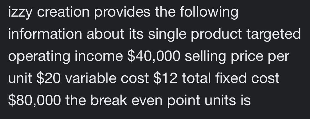 Solved izzy creation provides the following information | Chegg.com