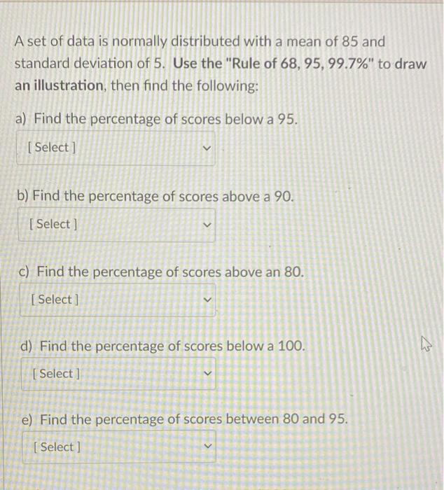 Solved A set of data is normally distributed with a mean of | Chegg.com