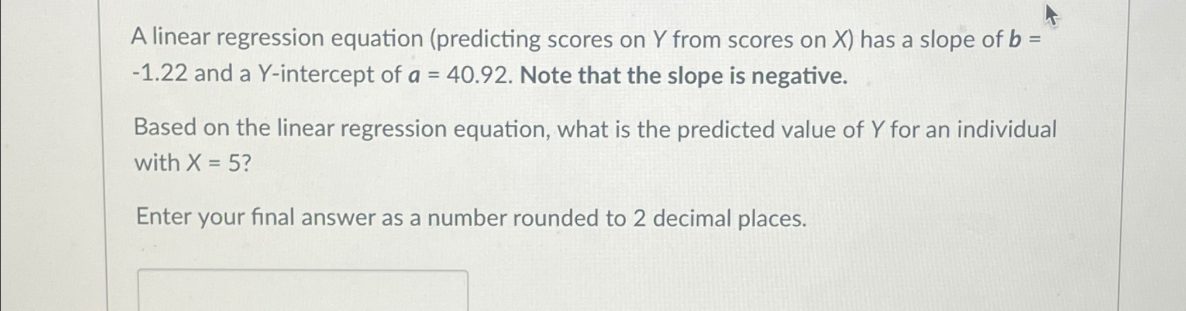 Solved A linear regression equation (predicting scores on Y | Chegg.com