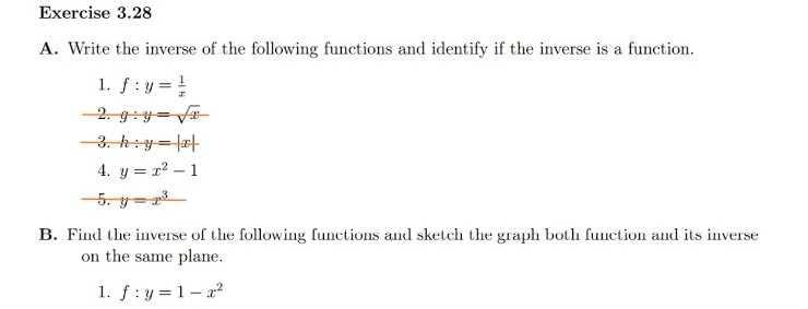 Solved Exercise 3.28 A. Write the inverse of the following | Chegg.com