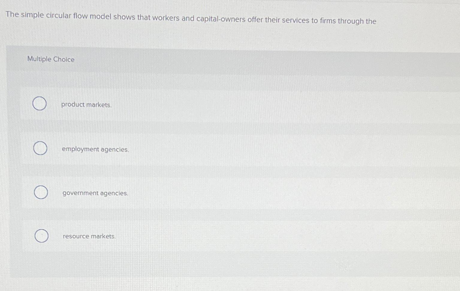 Solved The simple circular flow model shows that workers and | Chegg.com