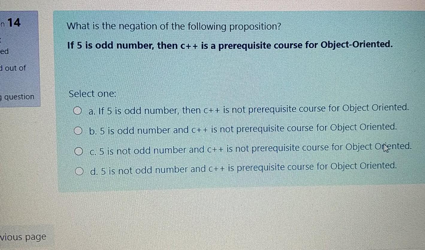 Solved En 14 What is the negation of the following | Chegg.com