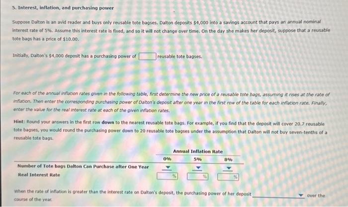 Solved 5. Interest, inflation, and purchasing power Suppose | Chegg.com