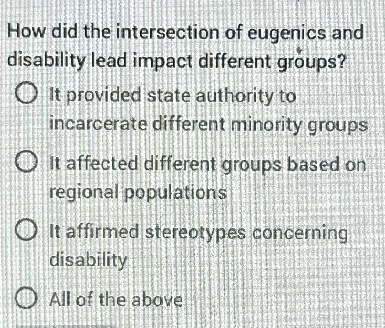 Solved How did the intersection of eugenics and disability | Chegg.com