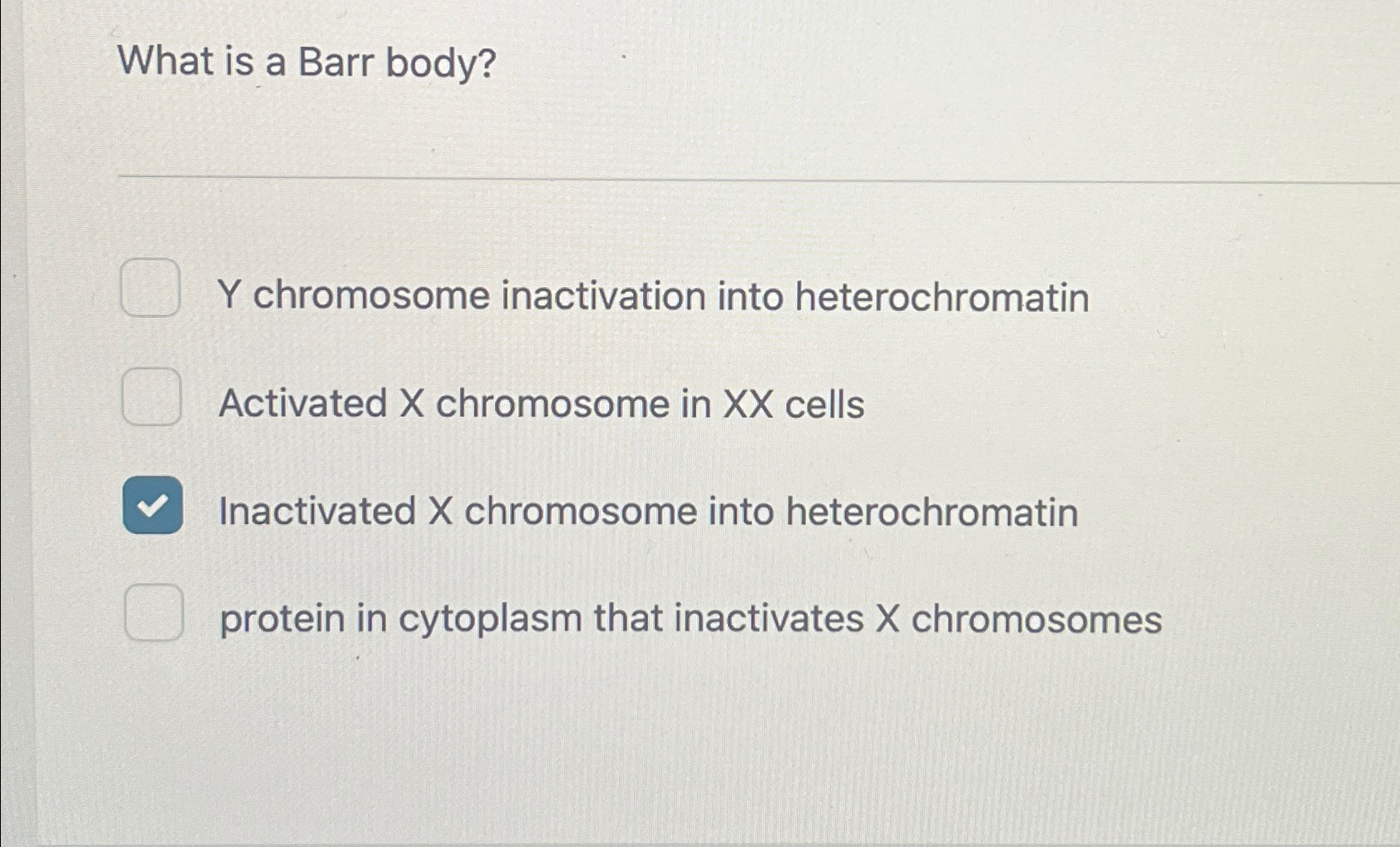 Solved What is a Barr body?Y chromosome inactivation into | Chegg.com