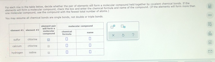 Solved For each row in the table below, decide whether the | Chegg.com