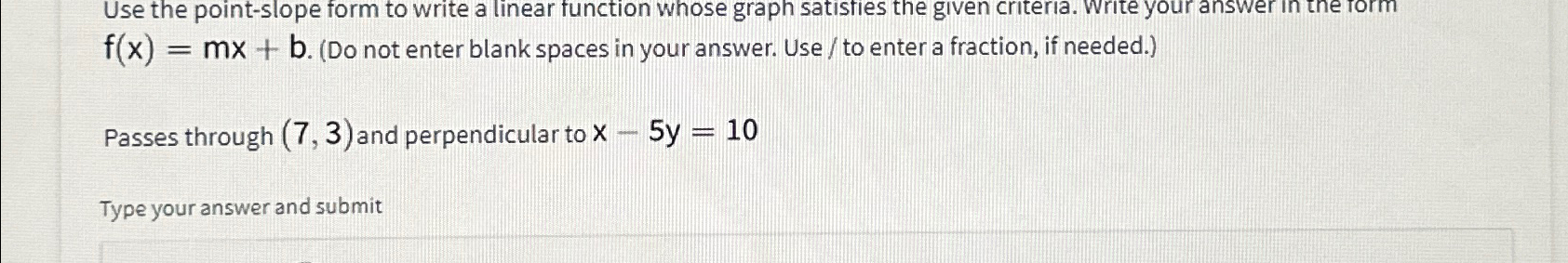 Solved Use the point-slope form to write a linear function | Chegg.com