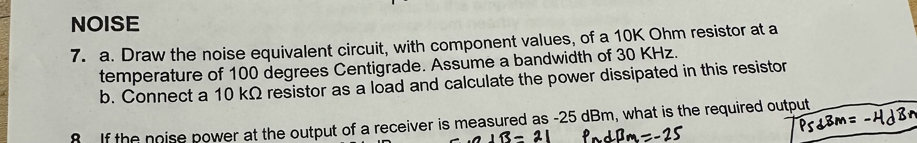 Solved NOISE7. ﻿a. ﻿Draw the noise equivalent circuit, with | Chegg.com
