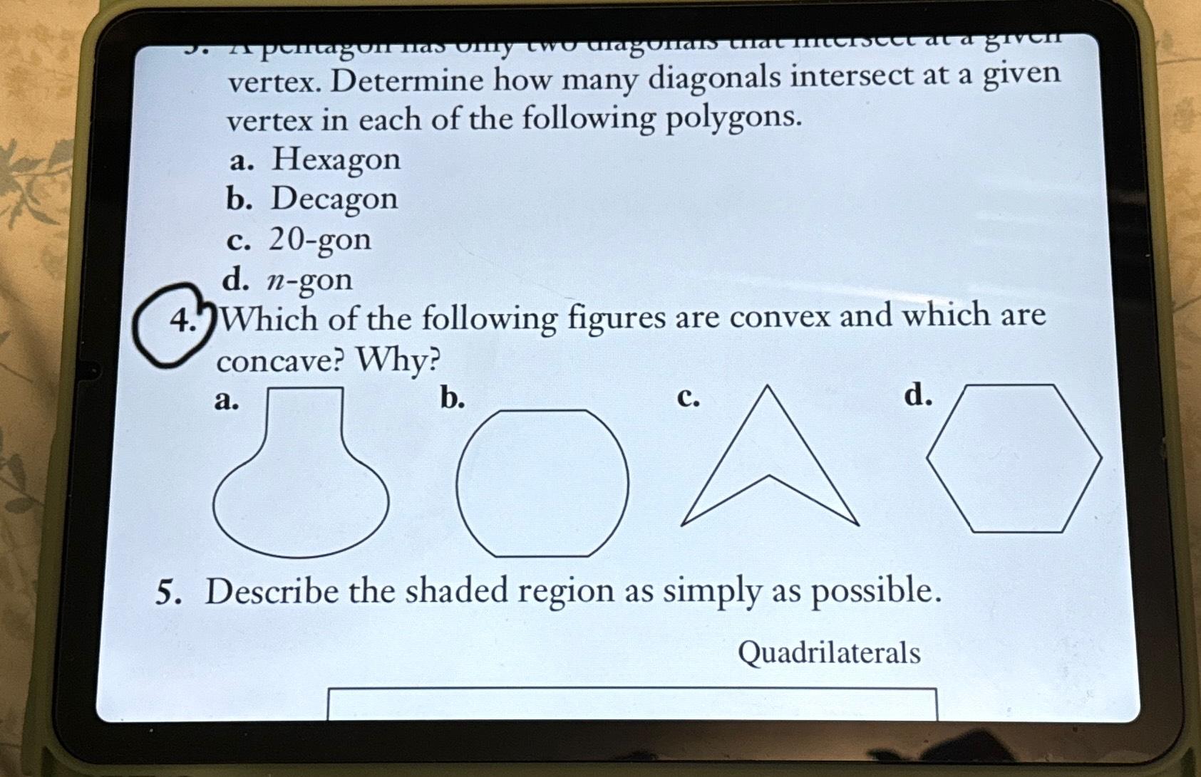 Solved vertex. Determine how many diagonals intersect at a | Chegg.com