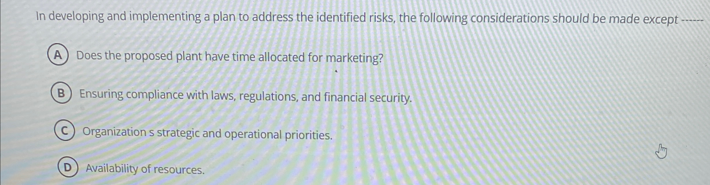 Solved In developing and implementing a plan to address the | Chegg.com