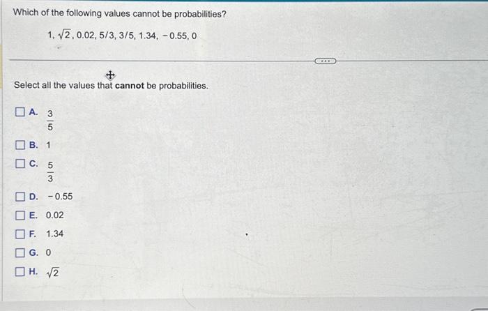 Solved Which of the following values cannot be | Chegg.com