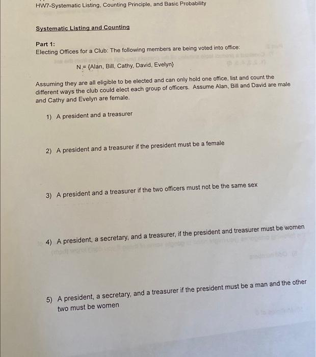 Solved HW7-Systematic Listing, Counting Principle, and Basic | Chegg.com