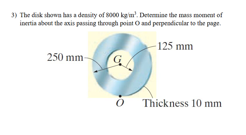 Solved The disk shown has a density of 8000(kg)/(m^(3)). | Chegg.com