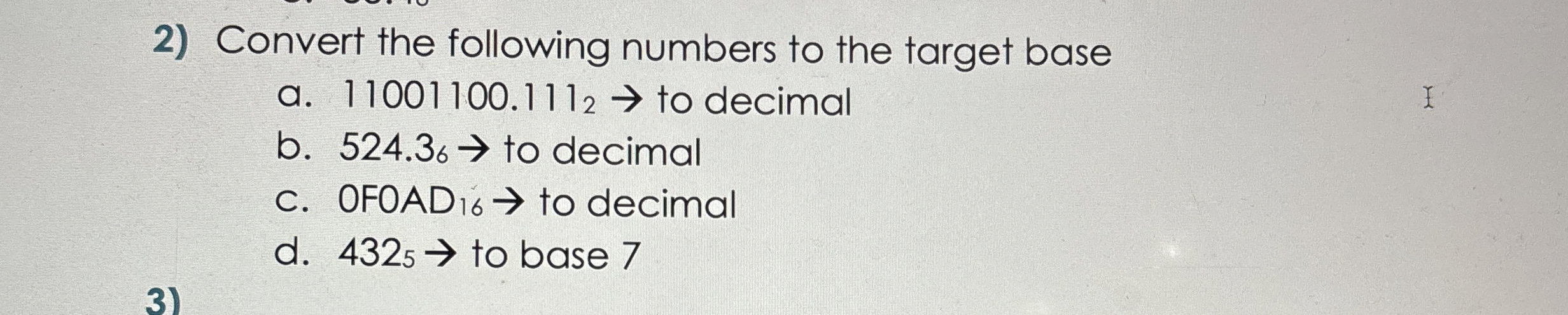 Convert the following numbers to the target | Chegg.com