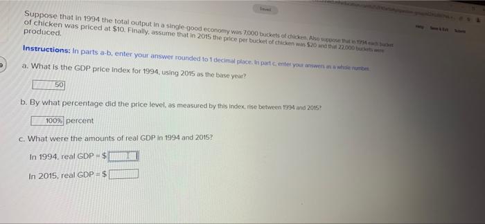 Solved Suppose that in 1994 the total output in a single | Chegg.com