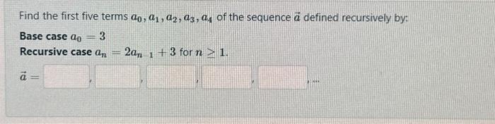 Solved Find the first five terms a0,a1,a2,a3,a4 of the | Chegg.com