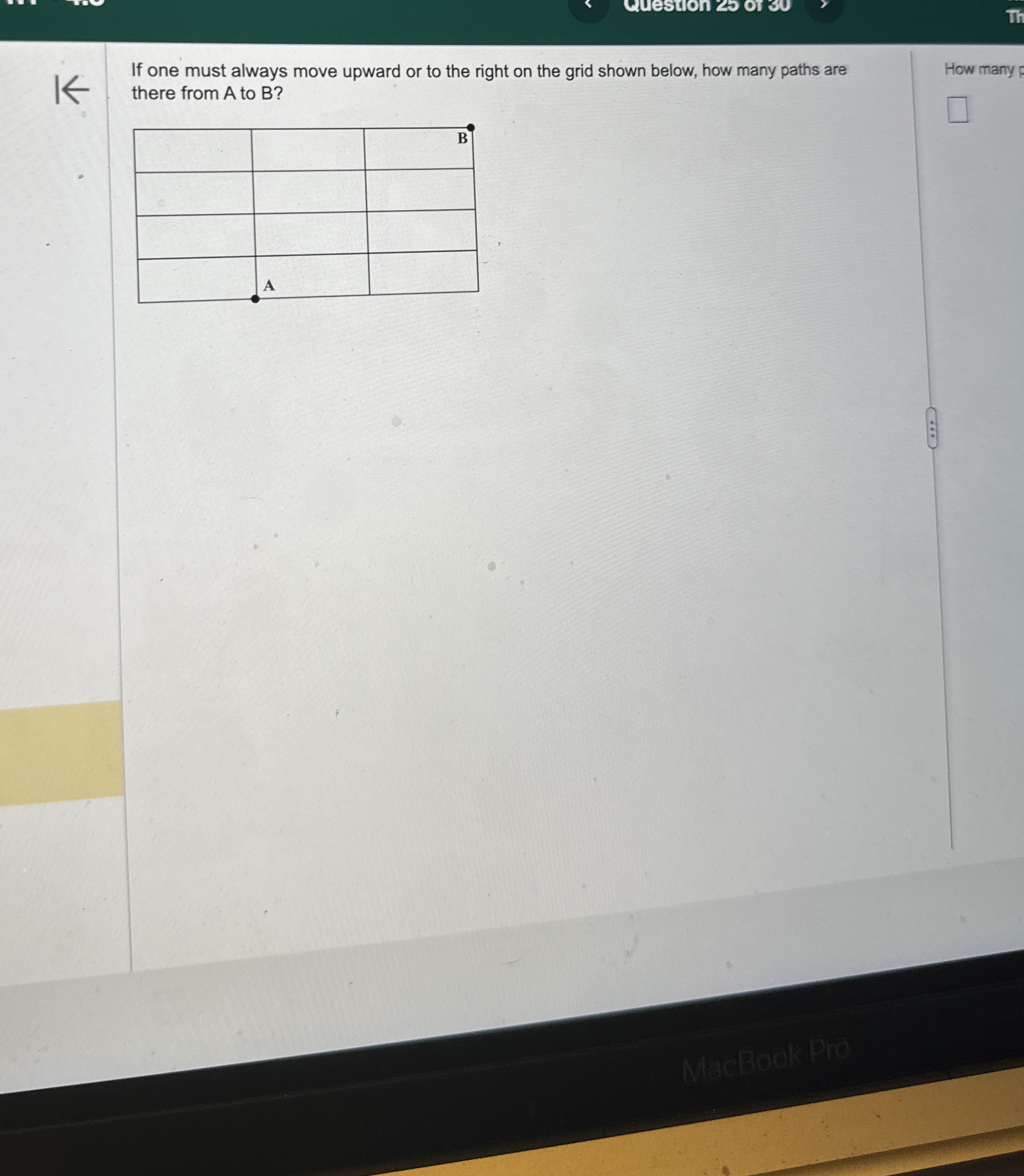 Solved If one must always move upward or to the right on the | Chegg.com