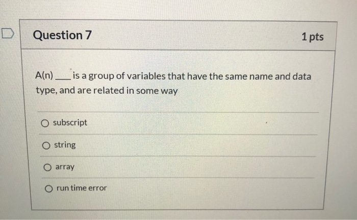Solved Question 6 1 pts - Given the following code fragment, | Chegg.com