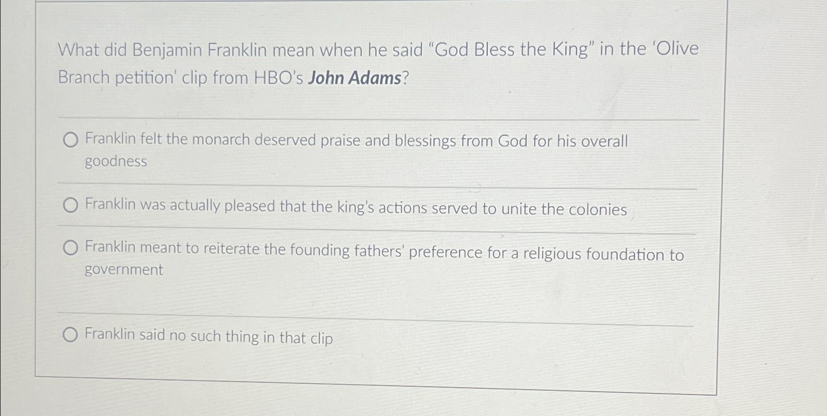 Solved What did Benjamin Franklin mean when he said "God | Chegg.com