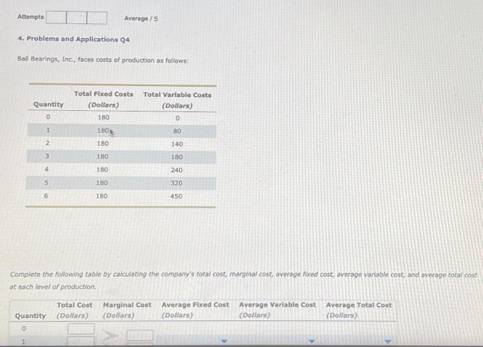 Solved 4. Problems and Applications Q4 Ball Bearings, Inc., | Chegg.com