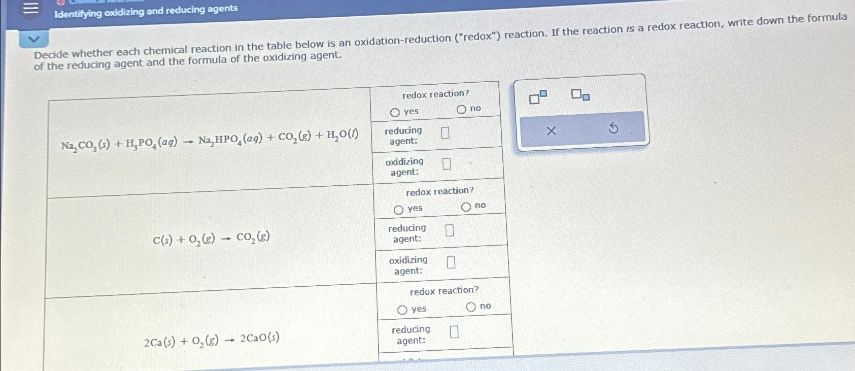 Solved Identifying oxidizing and reducing agentsDecide | Chegg.com