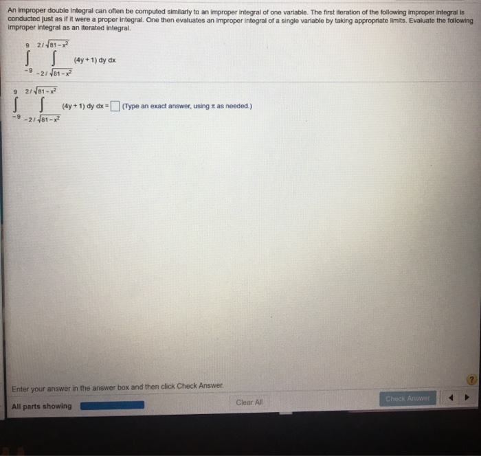 Solved An improper double Integral can often be computed | Chegg.com
